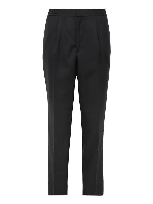 Officine Générale Drew Tapered Pleated Wool Trousers - Black