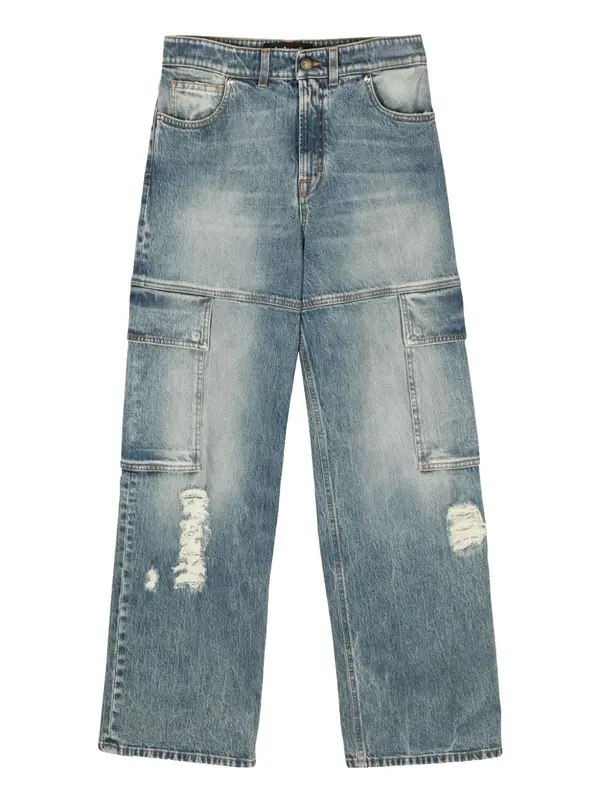 Just Cavalli Distressed Straight-leg Jeans - Blue
