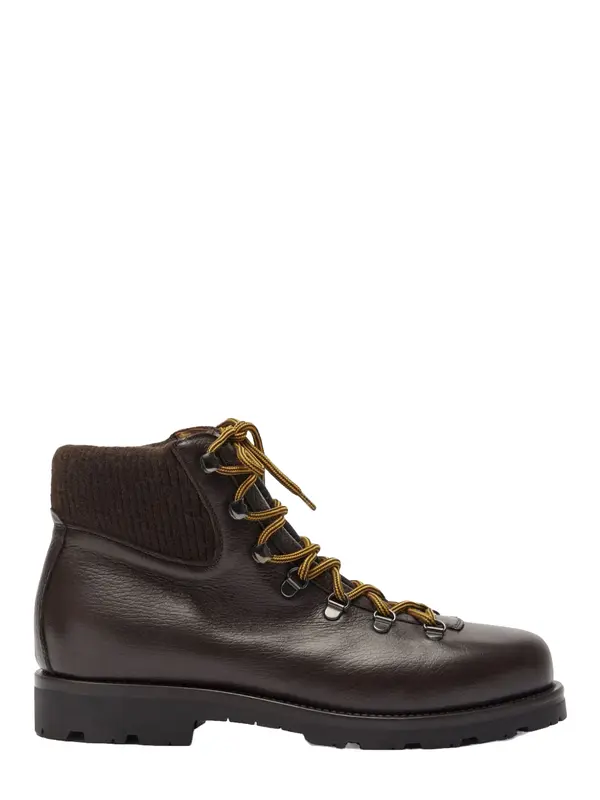 SCAROSSO Lace-up Leather Boots - Brown