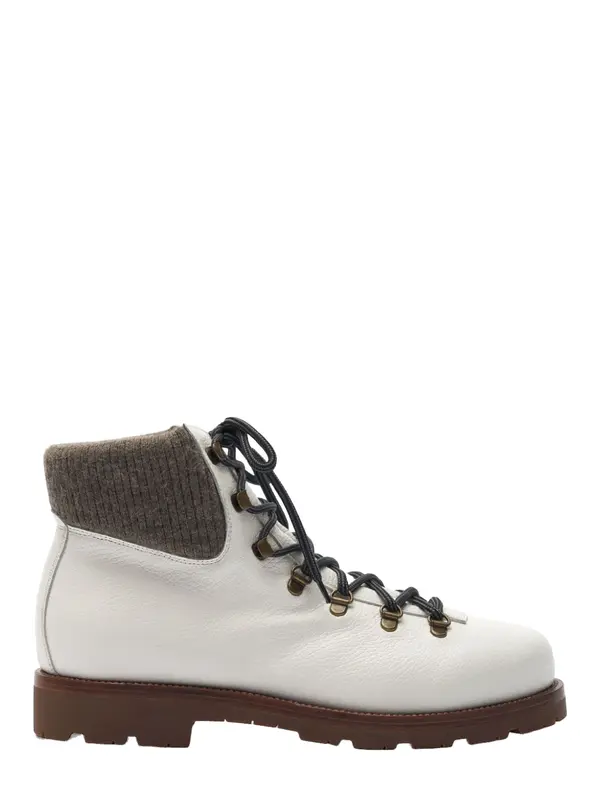 SCAROSSO Lace-up Leather Boots - White