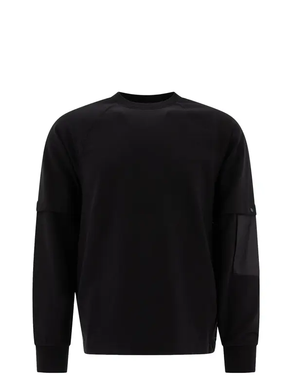 C.P. COMPANY Crew Neck Sweatshirt With Paneling And Zip Pockets - Black