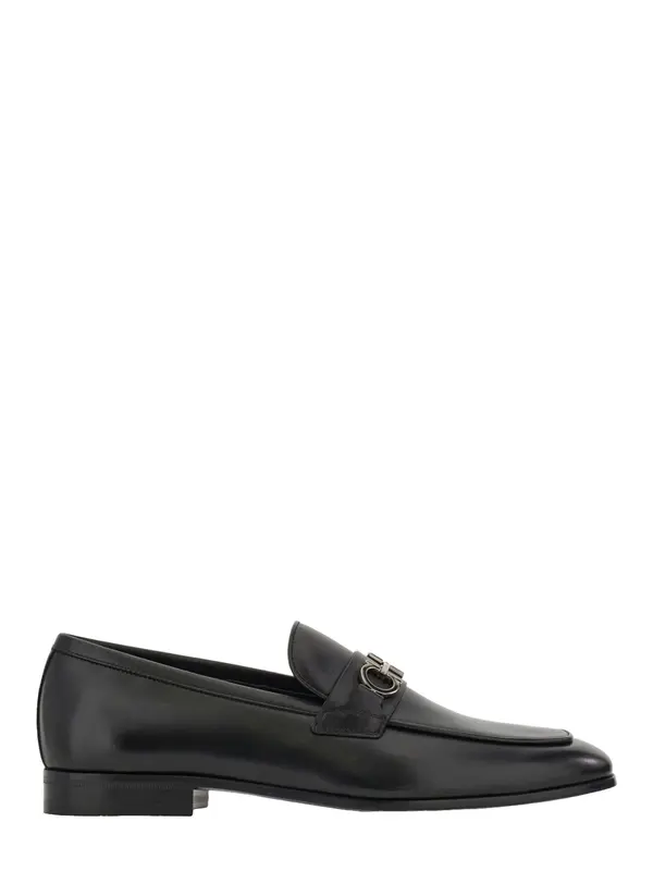 FERRAGAMO Gancini-plaque Loafers - Black