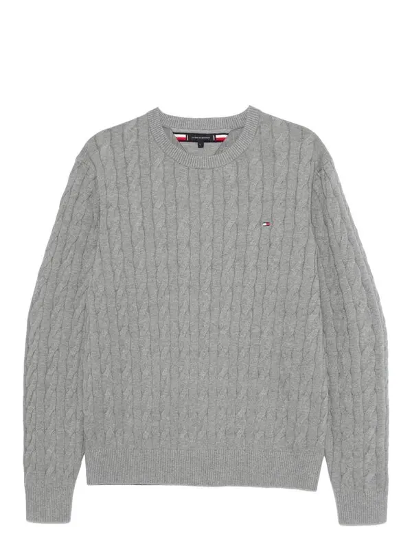Tommy Hilfiger Cable-knit Crew-neck Sweater - Grey