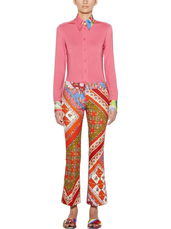 Emilio Pucci Festa-print Flared Trousers - Red