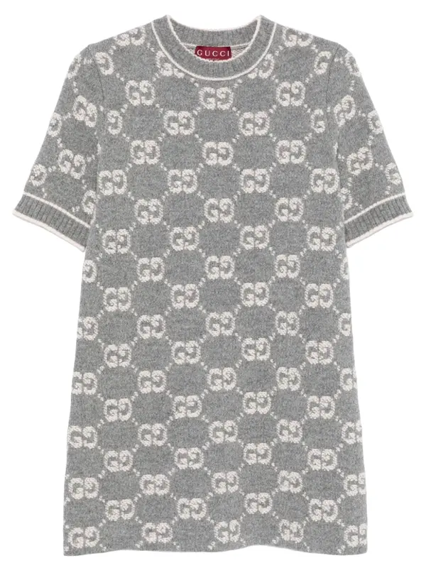 Gucci Gg Jacquard Mini Dress - Grey