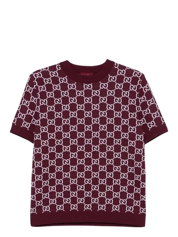 Gucci Gg Damier Jacquard Reversible Sweater - Red