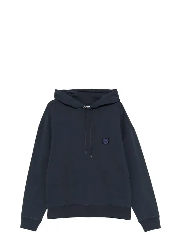 Maison Kitsuné Cotton Hoodie With Fox Head Patch - Blue