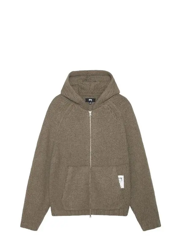 StÜssy Chunky Knit Zip Hoodie - Fossil