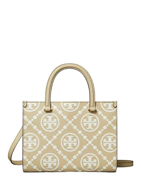 Tory Burch T Monogram Embossed Square Tote - Beige