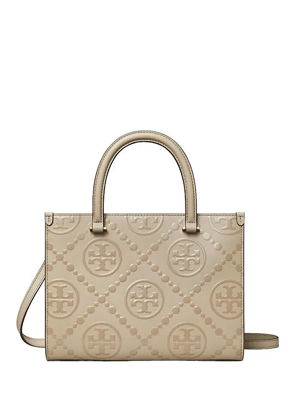 Tory Burch T Monogram Embossed Square Tote - Fresh Clay/gold