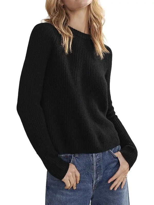 Jenni Kayne Fisherman Cashmere Crewneck Sweater - Black