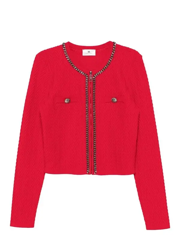 Elisabetta Franchi Herringbone-stitch Cardigan - Red