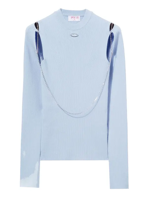 Emilio Pucci Chain-embellished Sweater - Blue