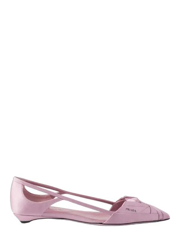 Prada Satin-finish Cut-out Ballerinas - Pink