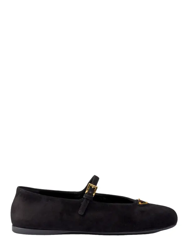 Prada Suede Ballerina Shoes - Black