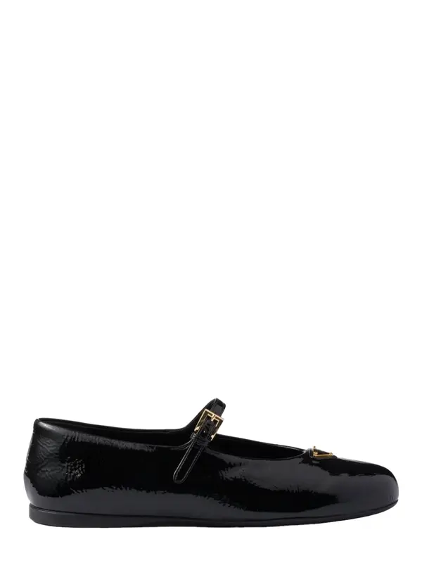 Prada Leather Ballerina Shoes - Black