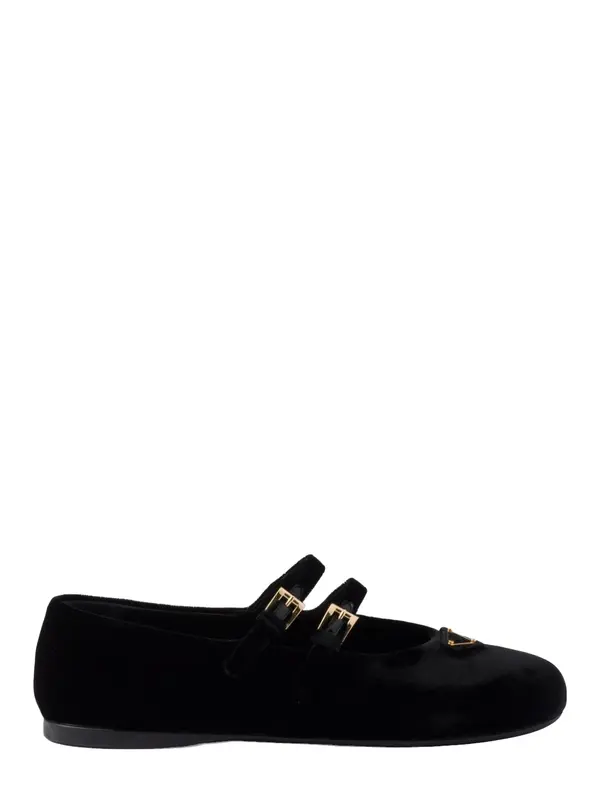 Prada Velvet Ballet Flats - Black