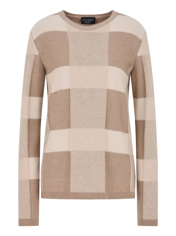 Emporio Armani Icon Checked Sweater - Neutrals