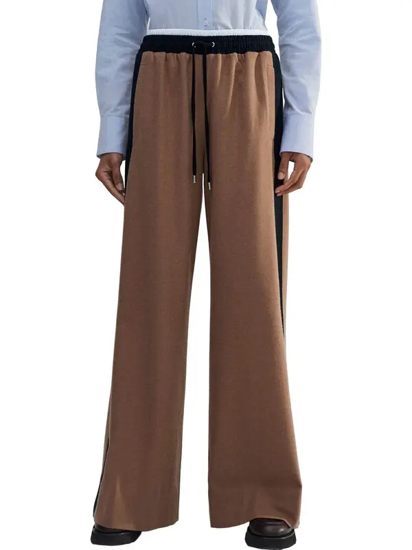 ME+EM Wide-leg Side Stripe Track Pants - Camel/charcoal