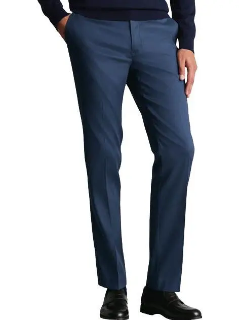 CHARLES TYRWHITT Slim Fit Smart Texture Trousers - Indigo Blue