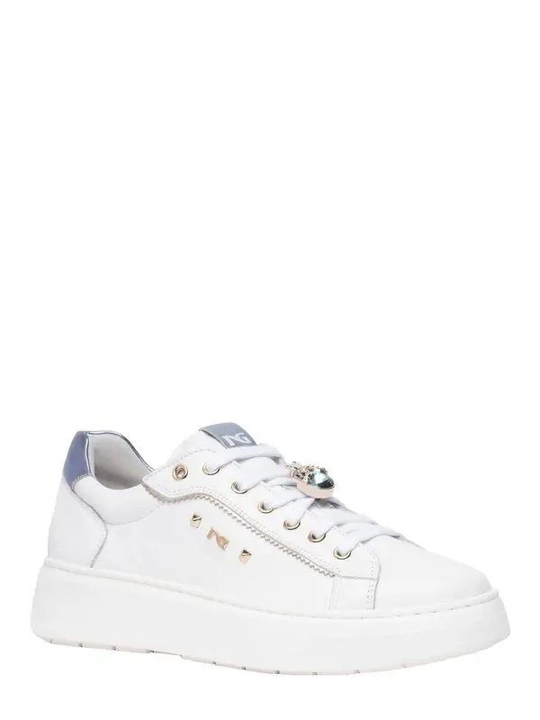 NEROGIARDINI Platform Sneakers - White/ Metallic Purple