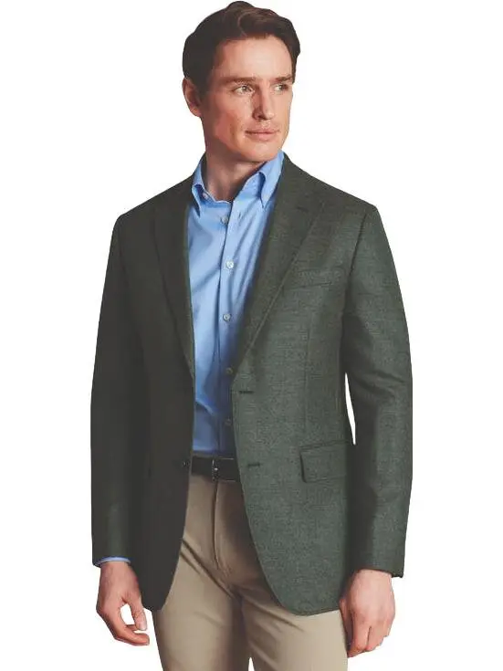 CHARLES TYRWHITT Slim Fit Twill Wool Jacket - Sage Green