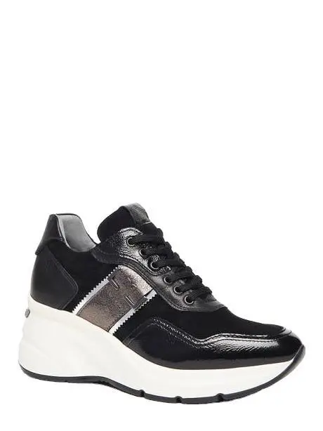 NEROGIARDINI Logo Strap Wedge Sneakers - Black