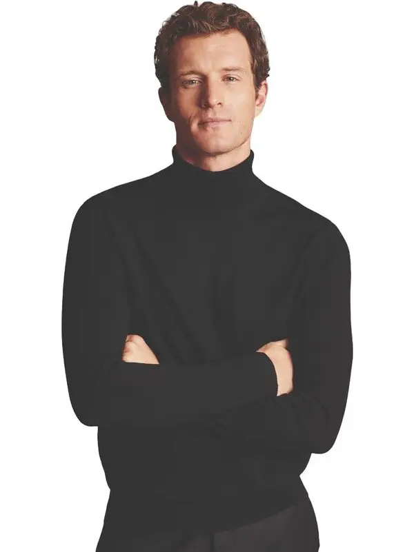 CHARLES TYRWHITT Merino Roll Neck Sweater - Black
