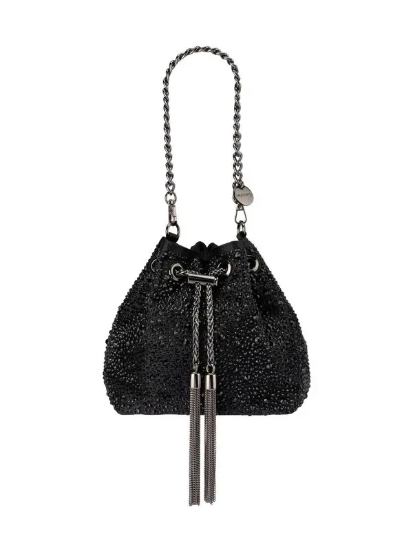OLGA BERG Mika Crystal Drawstring Bag - Black