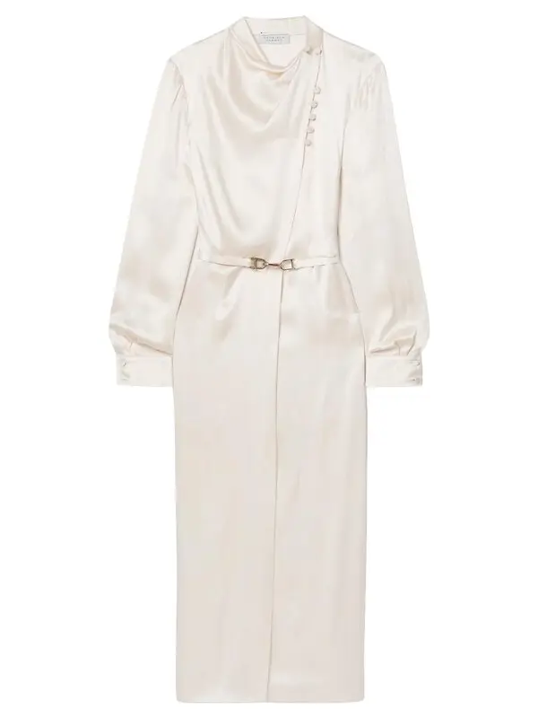 Gabriela Hearst Josefina Belted Silk-satin Midi Wrap Dress - Neutrals