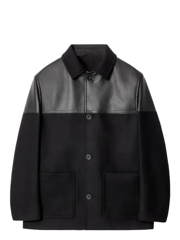 Cos Leather-paneled Donkey Jacket - Black