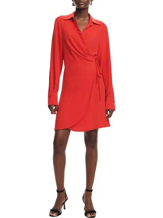 Desigual Detroit Long Sleeve Wrap Minidress - Red