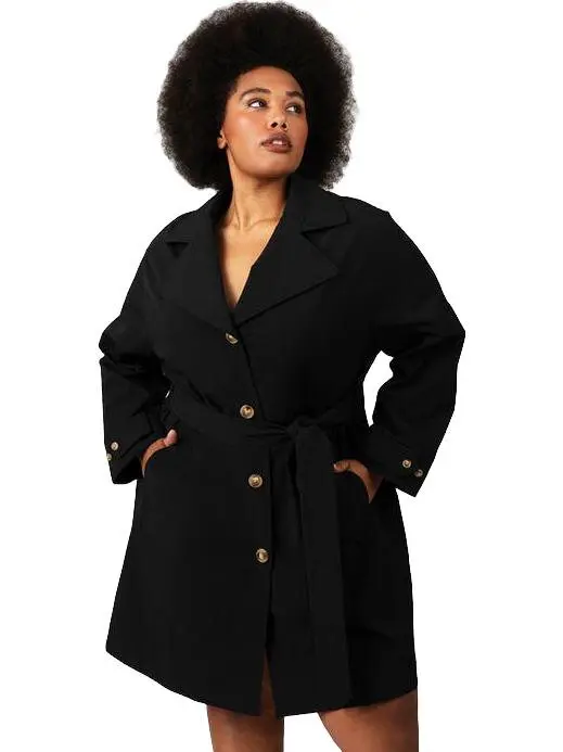 SEE ROSE GO Tech Twill Trench Coat - Jet Black