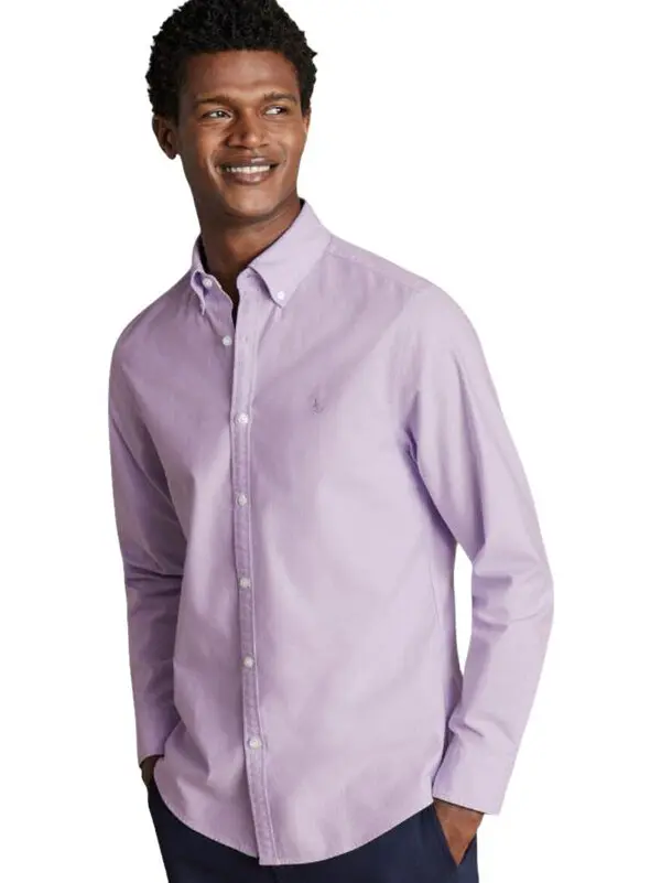 CHARLES TYRWHITT Slim Fit Button-down Washed Oxford Shirt - Lilac Purple