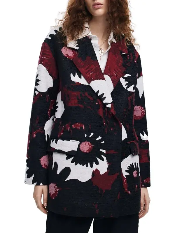 Desigual Daisy Jacquard Blazer - Red