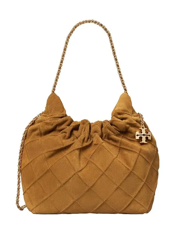 Tory Burch Fleming Suede Mini Hobo - Chicory Brown