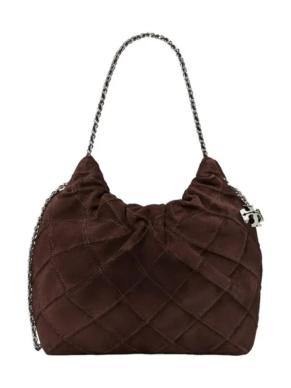 Tory Burch Fleming Suede Mini Hobo - Licorice