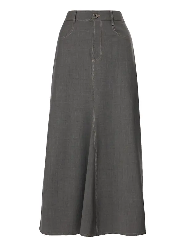 Brunello Cucinelli Wool-blend Midi Skirt - Grey