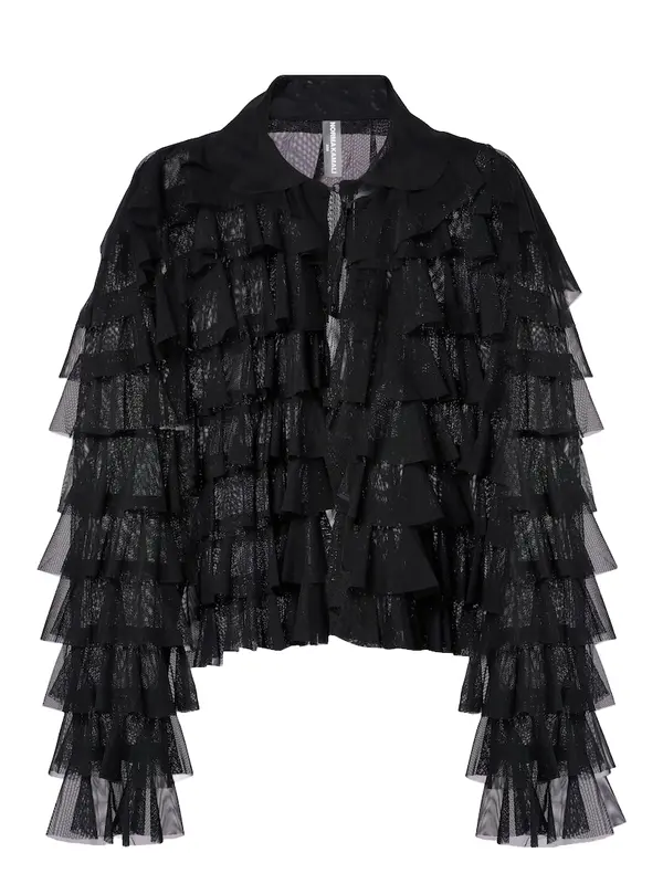Norma Kamali Oversized Ruffled Jacket - Black