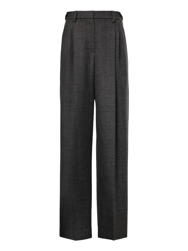 Brunello Cucinelli High-rise Wide-leg Wool Pants - Grey
