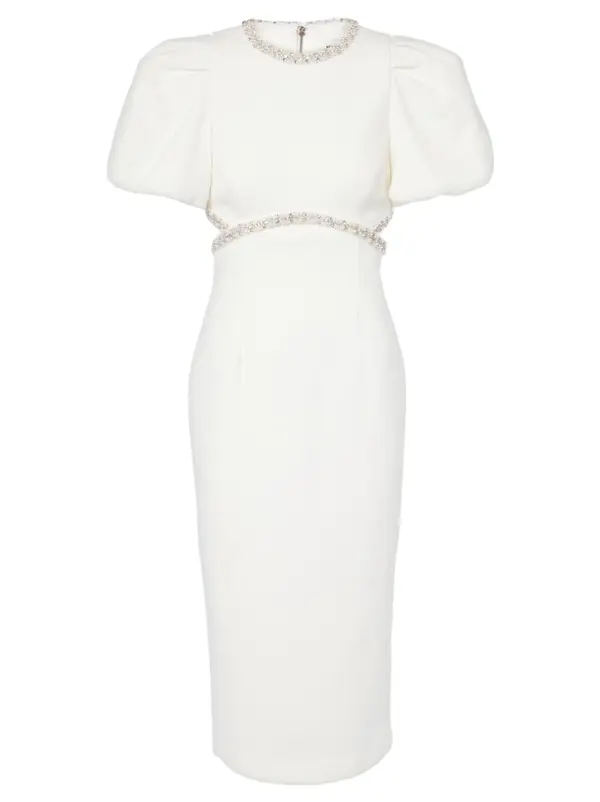 Rebecca Vallance Bridal Alicia Embellished Crêpe Midi Dress - White