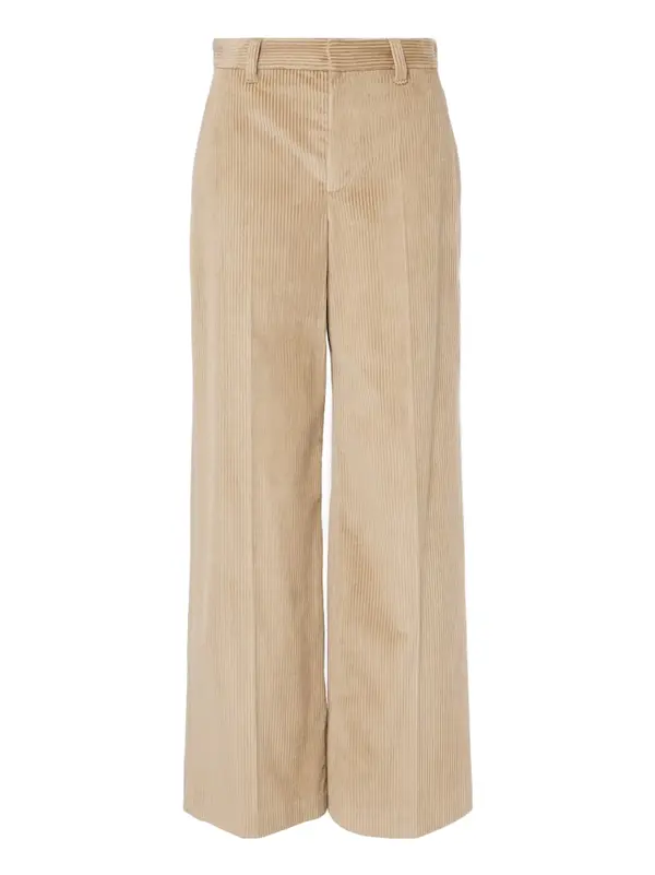 Brunello Cucinelli High-rise Wide-leg Corduroy Trousers - Beige