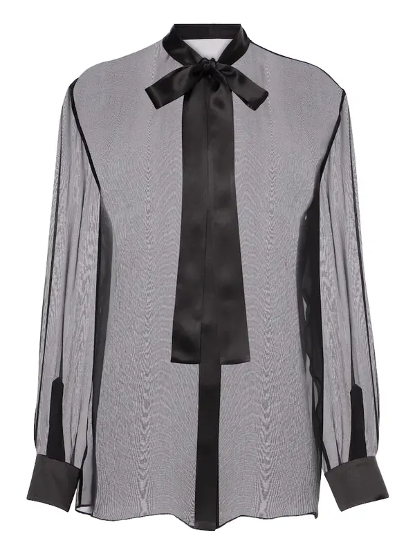 Dolce & Gabbana Tie-neck Silk Blouse - Black