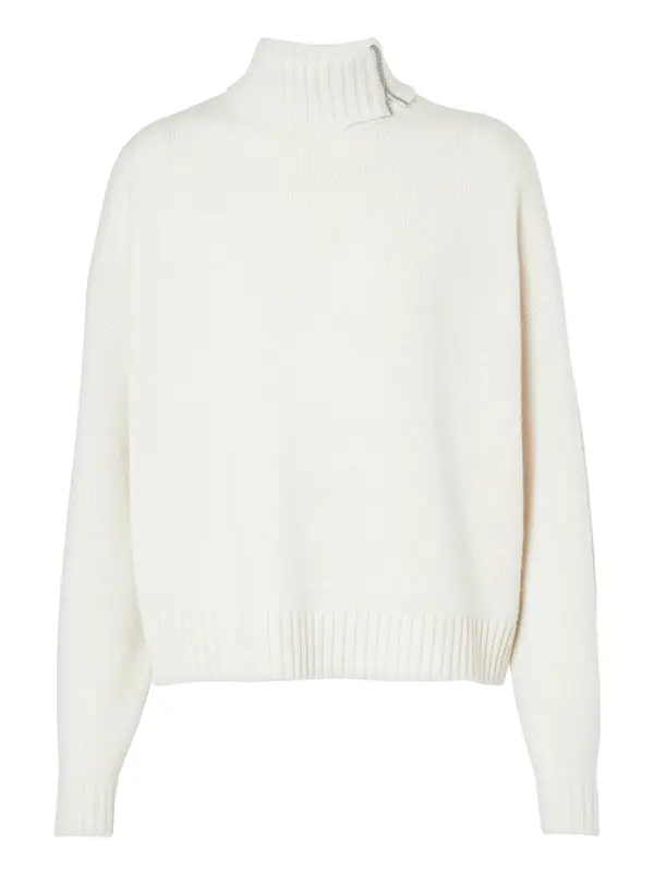 Brunello Cucinelli Cashmere Turtleneck Sweater - White