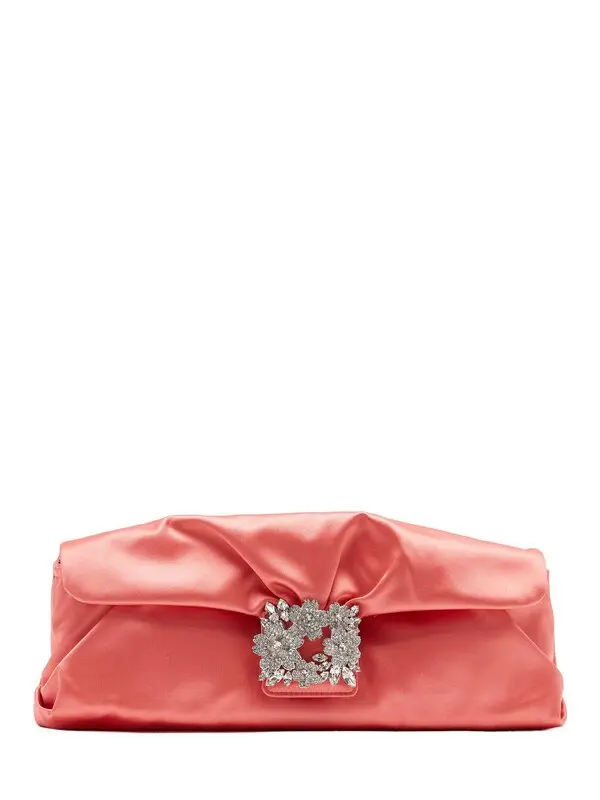 ROGER VIVIER Bouquet Strass Satin Clutch - Pink