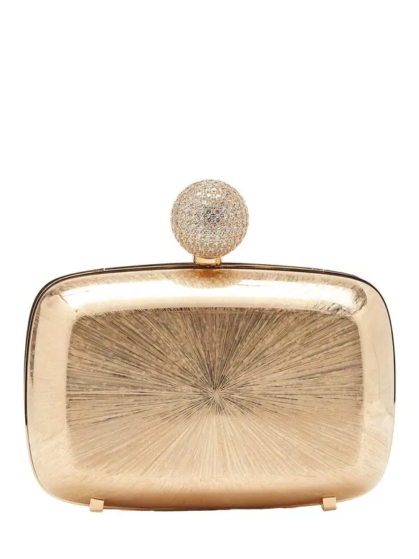 ROGER VIVIER Broche Embellished Metallic Clutch - Gold