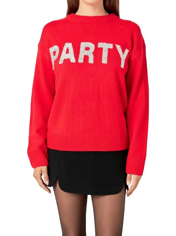 English Factory Party Metallic Sweater - Red