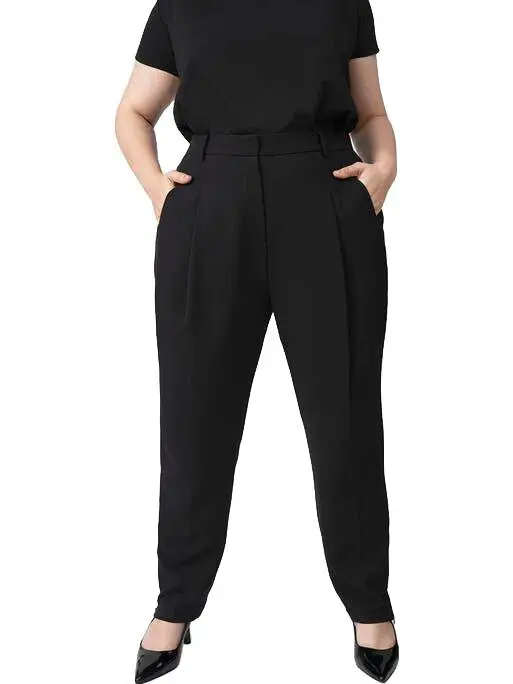 SEE ROSE GO Stretch Crepe Pleated Trouser - Jet Black