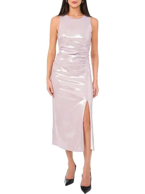 1.State Shimmer Ruched Sleeveless Dress - Platinum