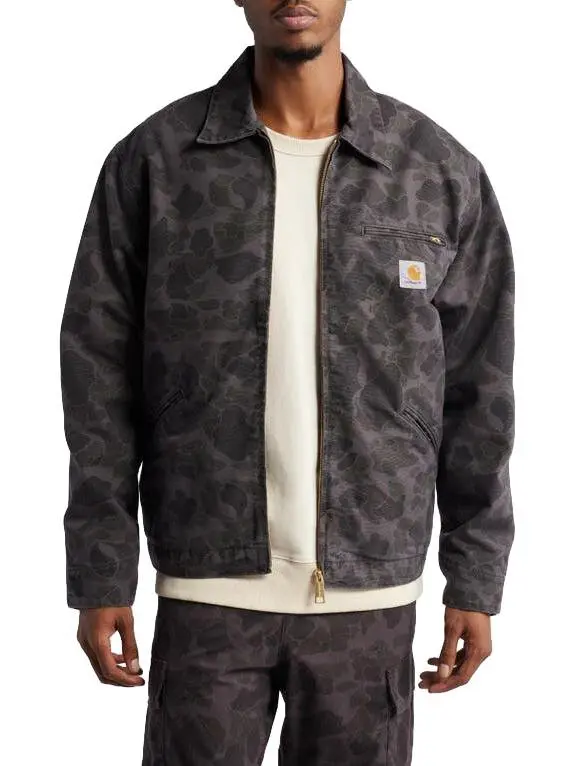 Carhartt Work In Progress Duck Detroit Camo Zip Jacket - Duck Green Graphite Garment